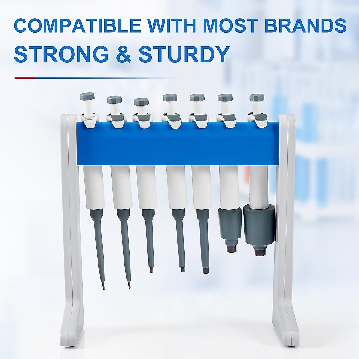 eLabPal 2PCS Pipette Stand, Laboratory Plastic Linear Micropipette Rack, Pipettor Holder, Fits Up to 7-8 Pipettes, Pack of 2(Pipettes Not Included)