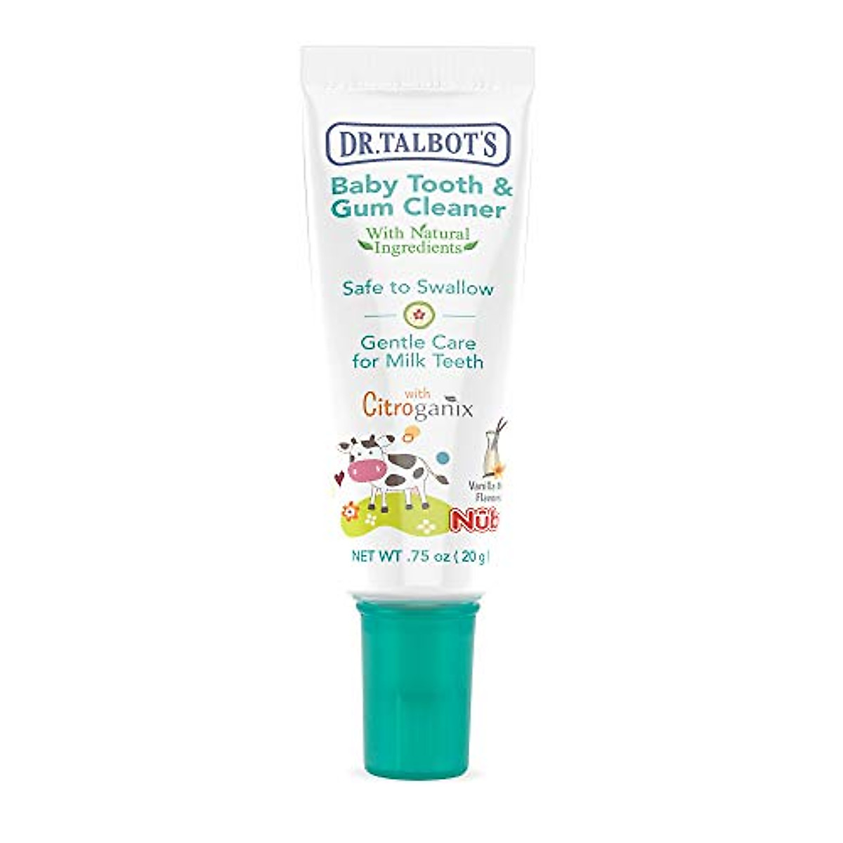 Dr. Talbot's Baby Toothpaste Naturally Inspired with Citroganix and Silicone Finger Gum Massager, Vanilla Milk Flavor