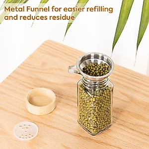 Weselljars 24 Pcs Spice Jars with Label, Thickened Glass Seasoning Jars with Bamboo Lids, Airtight Sealing Seasoning Bottles with Silicone Funnel for Easy Refilling, Spice Jars with Shaker Lids (24 Pcs Spice Jars)