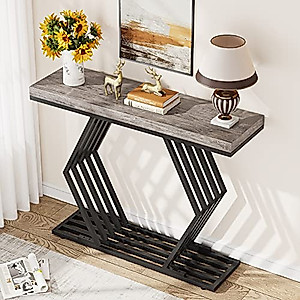 LITTLE TREE Modern Entryway Console Table,Black+Gold