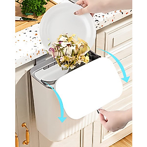 Sooyee 3 Pack 12L/3.2 Gal Kitchen Compost Bin for Countertop or Under Sink, Hanging Small Trash Can with Lid for Cupboard/Bathroom/Bedroom/Office/Camping,Compost Bucket White