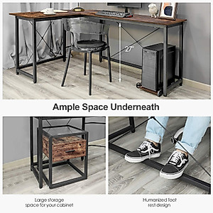 AuAg Modern 66.5‘’ L-Shaped Home Office Desk, Larger Sturdy Computer PC Laptop Table, Corner Gaming Desk, Writing WorkstationDesk, Wooden Desk W/Monitor Stand