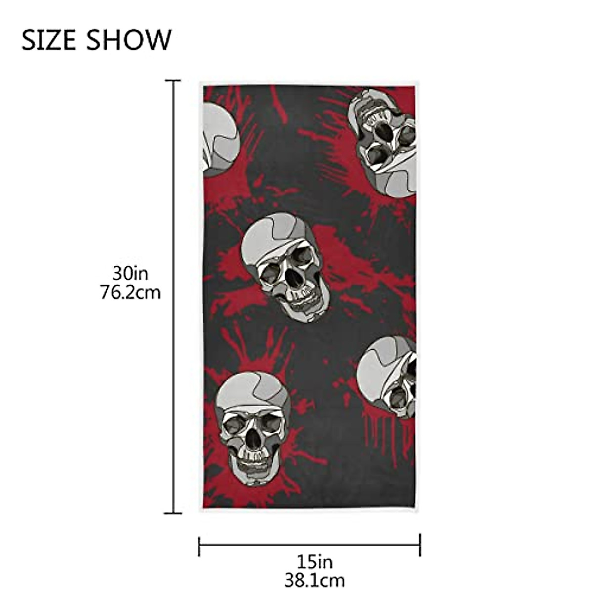 HUSSRITY Skulls and Blood Towels Super Soft Hand Towel Highly Absorbent Washcloths Quick Dry Bath Towel 30x15 Inch Durable Lightweight