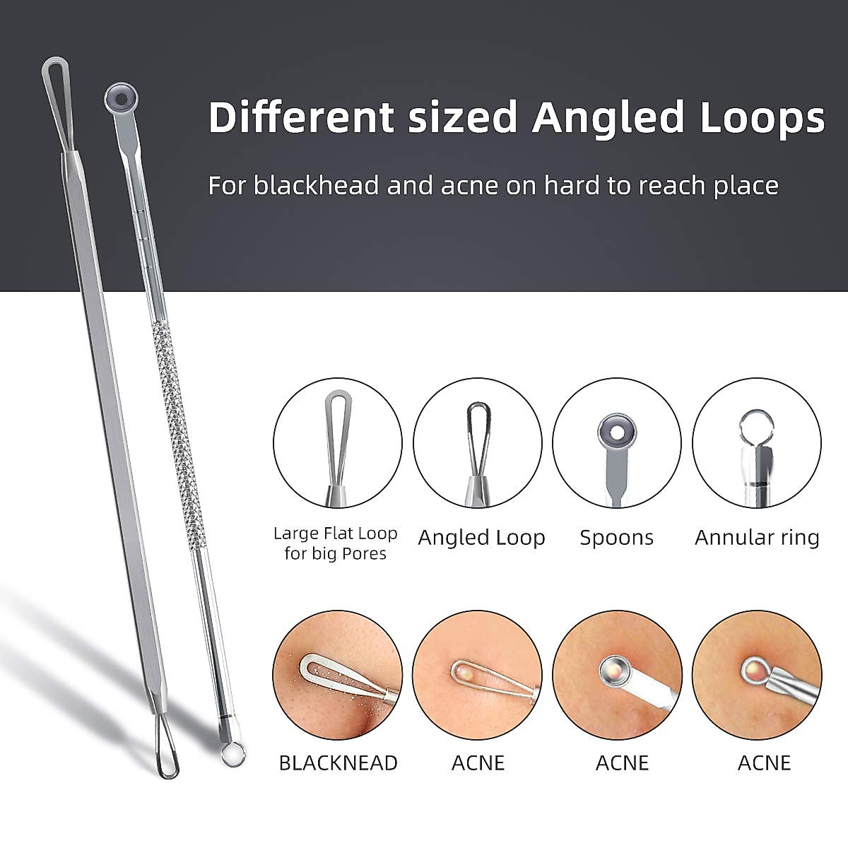 DUcare Blackhead Remover Tools 9 Pcs Pimple Popper Tool Kit with Metal Case for Pimples, Blackheads, Zit Removing, Forehead