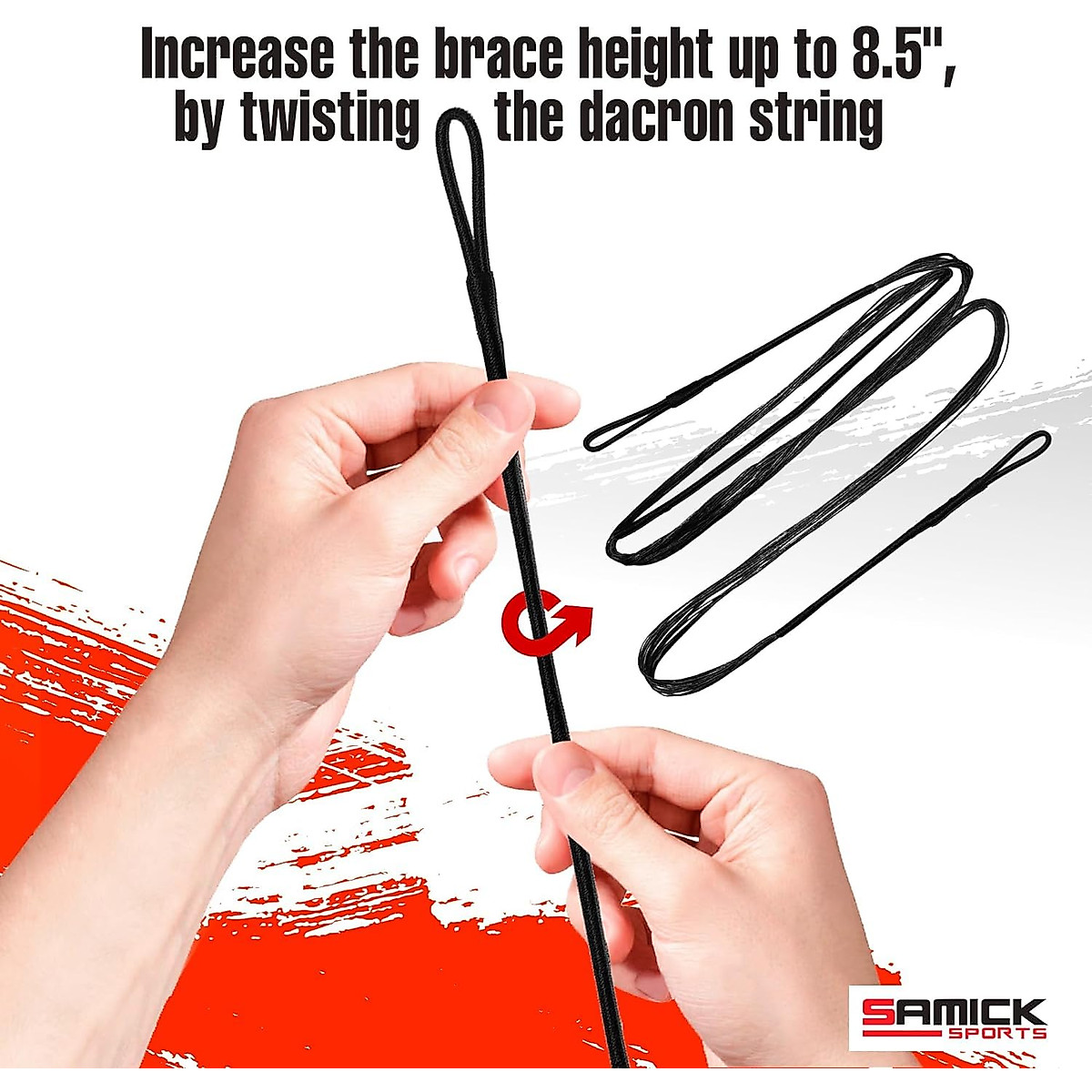 SAMICK SPORTS Dacron Bow String Replacement for Archery Recurve Traditional & Longbow Bows Bowstring - Sizes 12, 14, 16 Strands - Length Sizes 44-70 Inches