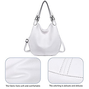 LOKALYO Hobo Bags for Women Faux Leather Ladies Purses and Handbags Tote Shoulder Bag Large Crossbody Bags (White)