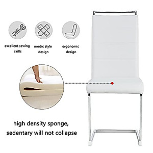 gopop Modern Leather Dining Chairs Set of 6,Kitchen Dining Room Chairs,High-Backed Armless Dining Chair,Upholstered Dining Accent Side Chairs for Kitchen, Dining Room (White, Set of 6)