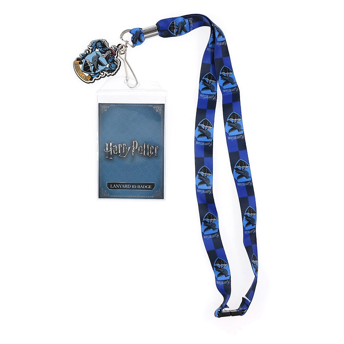 Harry Potter Ravenclaw 22-Inch Strap Lanyard With ID Badge Holder and Crest Charm | Vertical Nametag With Clear Window