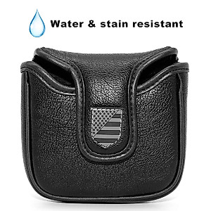 Barudan Golf Magnetic Large Mallet Putter Cover Headcover,Club Head Cover Protective Case Black,Patriotic USA (Black-White Stitching)