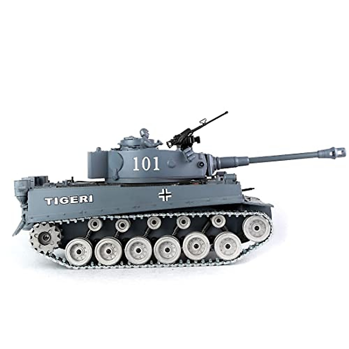 HENAA RC Tank Model, 1/18 2.4Ghz RC German Tiger Infrared Remote Control Main Battle Tank, Military Vehicle Model Alloy Crawler