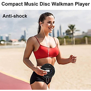 【𝟐𝟎𝟐4 𝐔𝐩𝐠𝐫𝐚𝐝𝐞𝐝】 CD Player Portable, MONODEAL Portable CD Player with Headphones,Small Personal CD Player with LCD Display,Anti-Skip/Shockproof, Rechargeable Walkman CD Player for Car