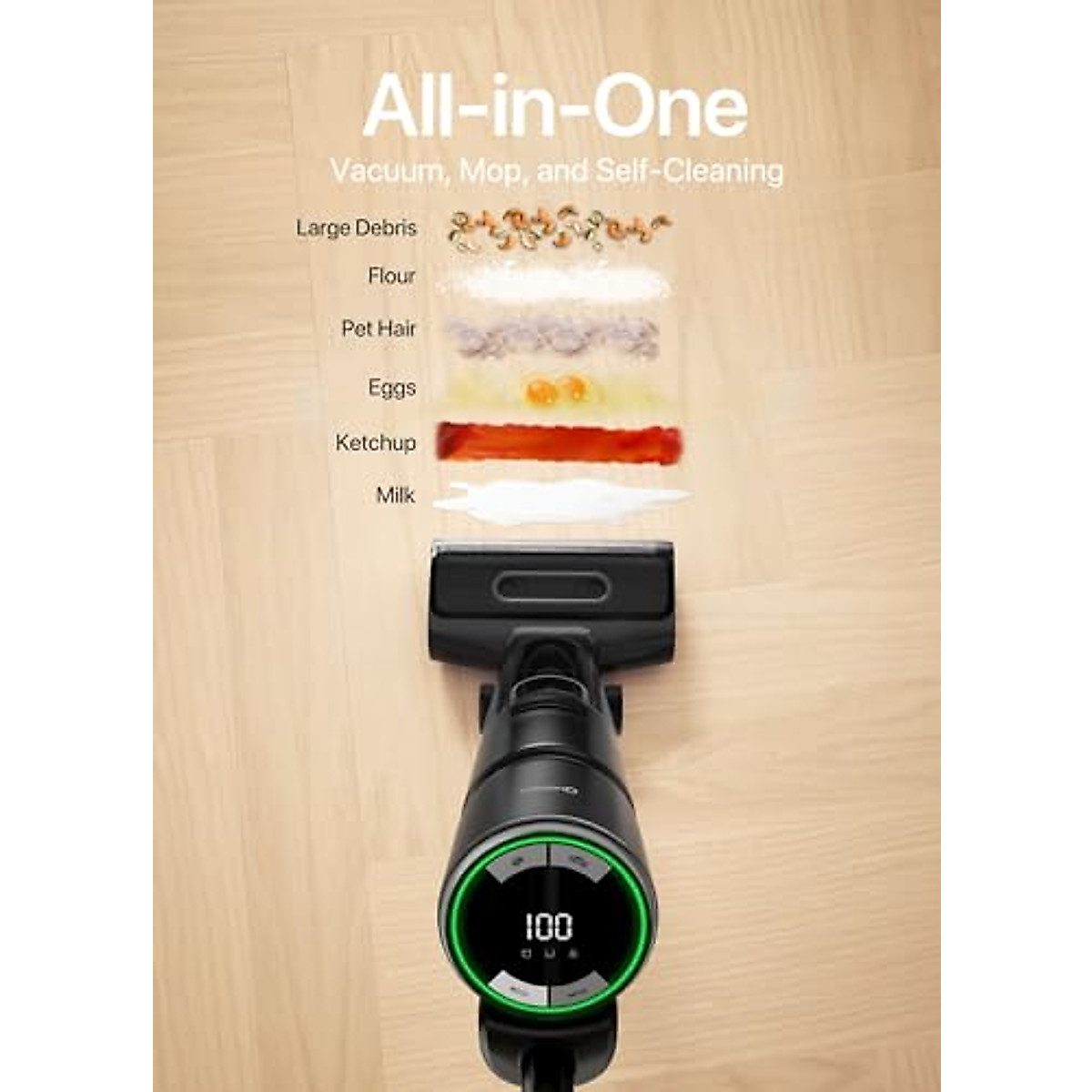 Qualelec Q12 MAX Portable All in One Smart Cordless Wet Dry Vacuum Cleaner and Mop,Long Run Time, Lightweight Hardwood Floors Cleaner for Sticky Messes and Pet Hair.