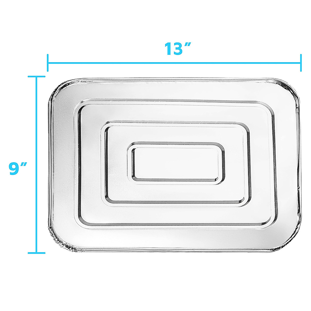 MontoPack Half-Size Aluminium Foil Lids | [50 Pack] | Perfect Fit for 9x13 Roasting Pans | Premium Quality for Baking & Catering | Disposable Food Prep Containers Lids