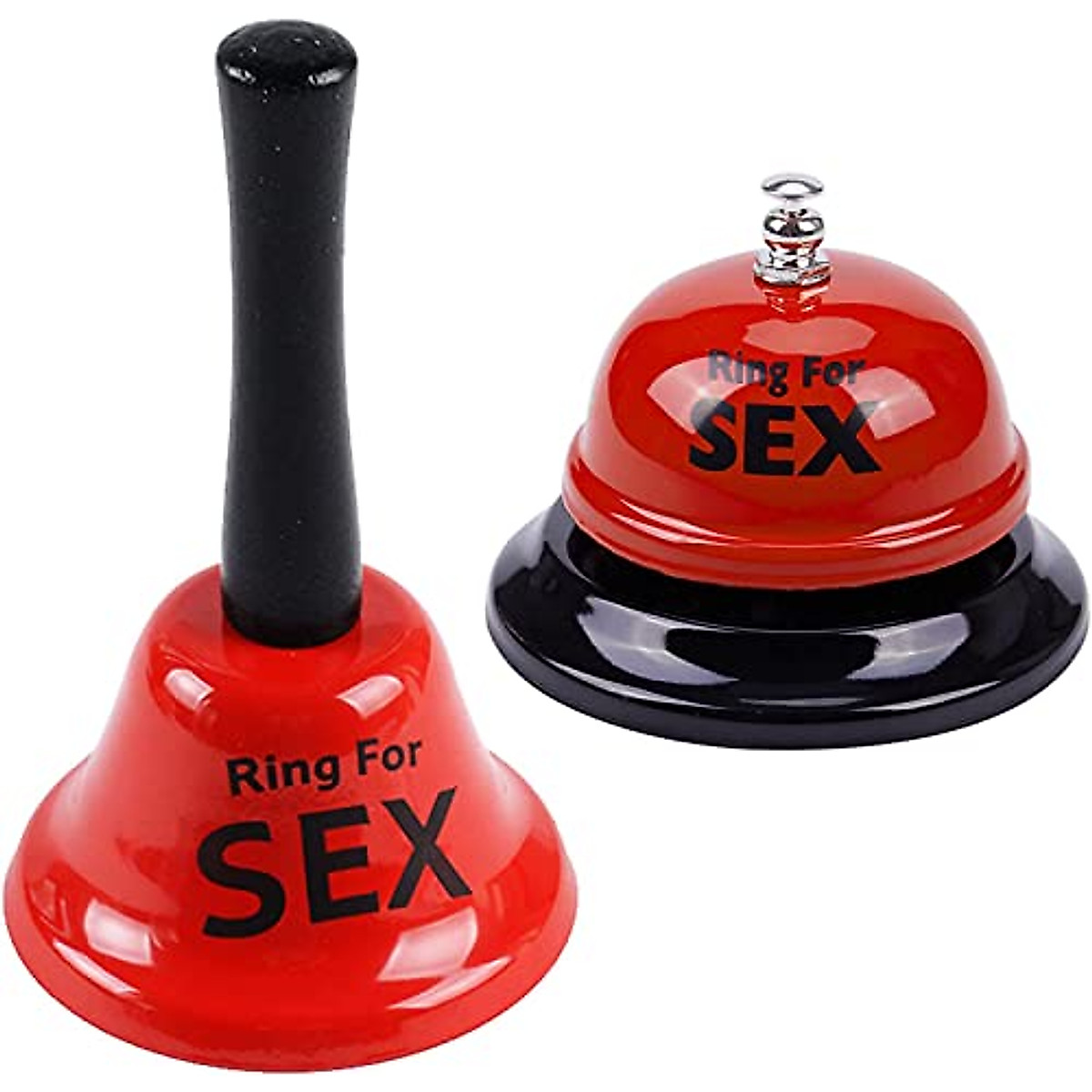 Huqqi 2 Pack Hand Bell Service Bell Bar Counter Top Service Call Bell Ring Reception, Novelty Funny Romantic Toy for Home Ornament Single Party Bells (Red)