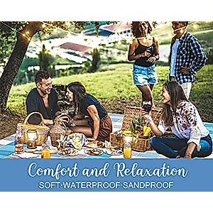 ZOMAKE Picnic Blankets Waterproof Foldable,79"x79" Concert Blanket,Beach Blanket,Yard Blanket,Outdoor Grass Blanket - Sandproof - Large (Peacock Blue)