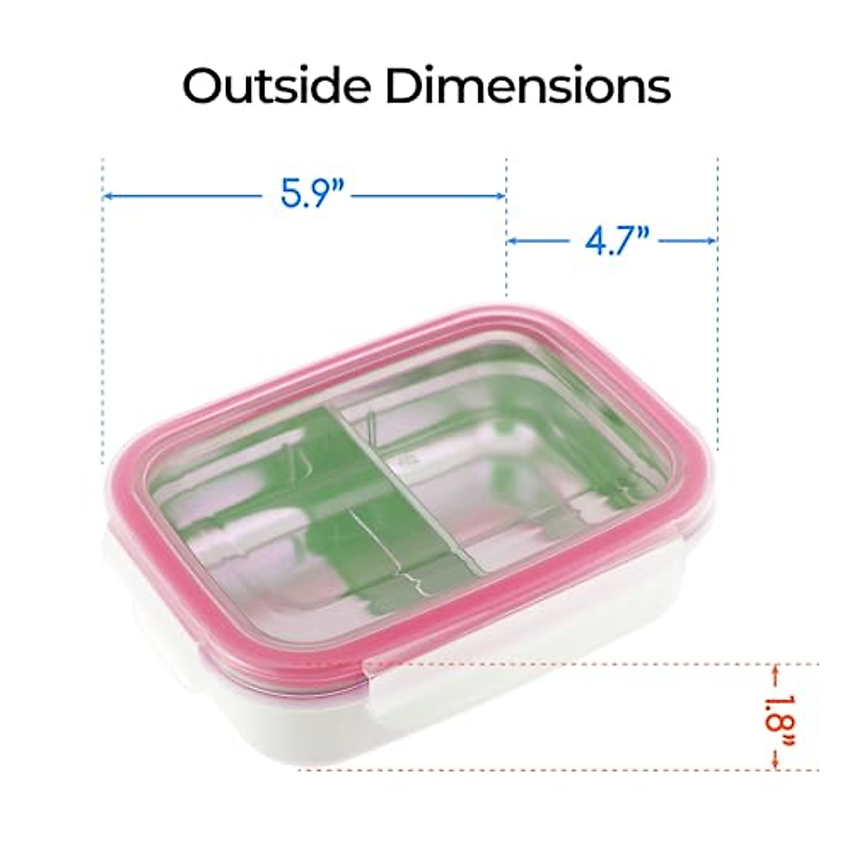 Innobaby Keepin' Fresh Stainless Steel Divided Bento Snack Box with Lid for Kids and Toddlers BPA Free, 5.9" x 4.7" x 1.8" inches.,11 oz. Pink