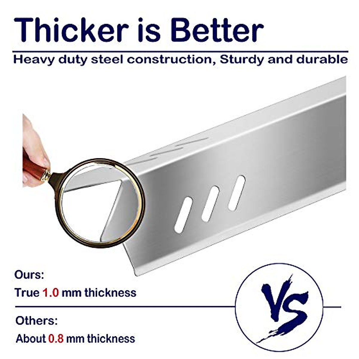 Heat Plate Shields 15" Gas Burner Cover BBQ Grill Replacement Parts for Dyna-Glo DGF493BNP, Backyard BY13-101-001-13, Uniflame GBC1059WB, 5 Pack Heavy Duty Stainless Steel Flame Tamer Heat Tent