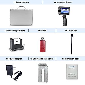 WELCZEK TIJ254 Portable Handheld Inkjet Printer 1 Inch Handheld Printer Quick Drying Injet Coding Machine for Barcode Date Logo QR Code Batch Number (Print Height 0.08-1 Inch)