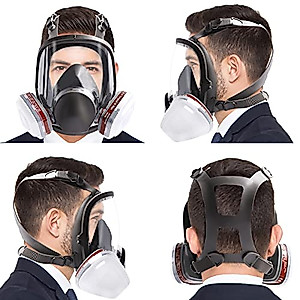 Full Face Reusable Respirаtor Mask - Organic Gas Dust Chemical Respirator w/Extra Filters for Paint Sprayer, Woodworking, Painting, Machine Polishing, Welding, Epoxy Resin and Other Work Protection