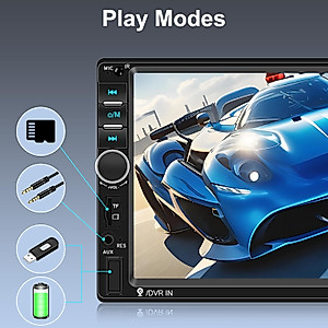 Nhopeew Double Din Car Stereo with Bluetooth and Backup Camera 7 Inch Touch Screen Car Radio Support AUX/USB/TF Card/Mirror Link/Steering Wheel Control