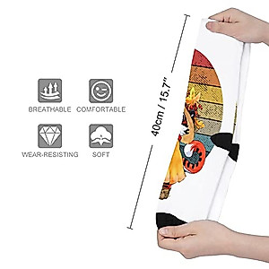 Retro Sunset Tiger Halloween Autumn Socks for Women Socks for Men Crew Socks for Boys Mid Socks for Girls Stocking Stuffers for Teens Casual Athletic Sport Dress Socks