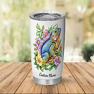Green Iguana Gifts, Green Iguana Animal’s Name – Custom Cup for Animal Lovers, Gift for Women, Men, Boys, Girls, Gift for Birthdays & Christmas, 20oz Steel Coffee Cup fleGEt