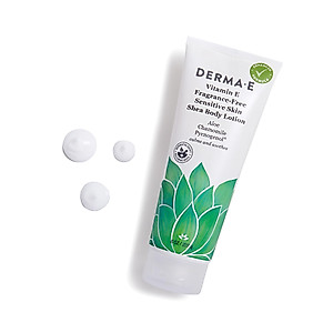 Derma E Vitamin E Intense Moisture Body Lotion, 8 Oz, Fragrance-Free Moisturizing Lotion with Shea Butter, Aloe Vera, Chamomile & Pycnogenol, Soothing Sensitive Skin Lotion