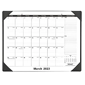 Nekmit Large Desk Calendar 2023 with Black Desk Pad, Desk Blotter Calendar 22"x17", Runs From Now - Jun 2024 with TO-DO and NOTES List