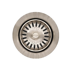 Westbrass D2082S-20 3-1/2" Extra-Deep Collar Kitchen Sink Waste Disposal Flange & Strainer Stopper, 1-Pack, Stainless Steel