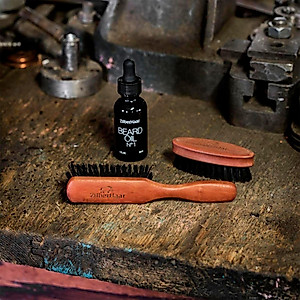 Beard Brush by ZilberHaar - Stiff Boar Bristles - Beard Grooming Brush for Men - Straightens and Promotes beard growth - Works with Beard Oil and Balm to Soften Beard – For beard kits - 6 inches long