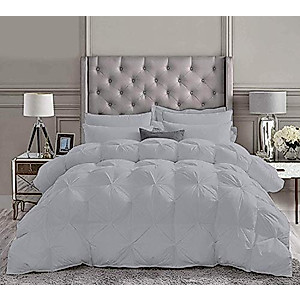 Cotton Home Depot 5 Piece Pinch Pleated Comforter Set Premium 800 Thread Count 500 GSM (1 Comforter + 4 Pillow Shams) 100% Egyptian Cotton Super Soft , Size - Super King , Color - Silver Grey