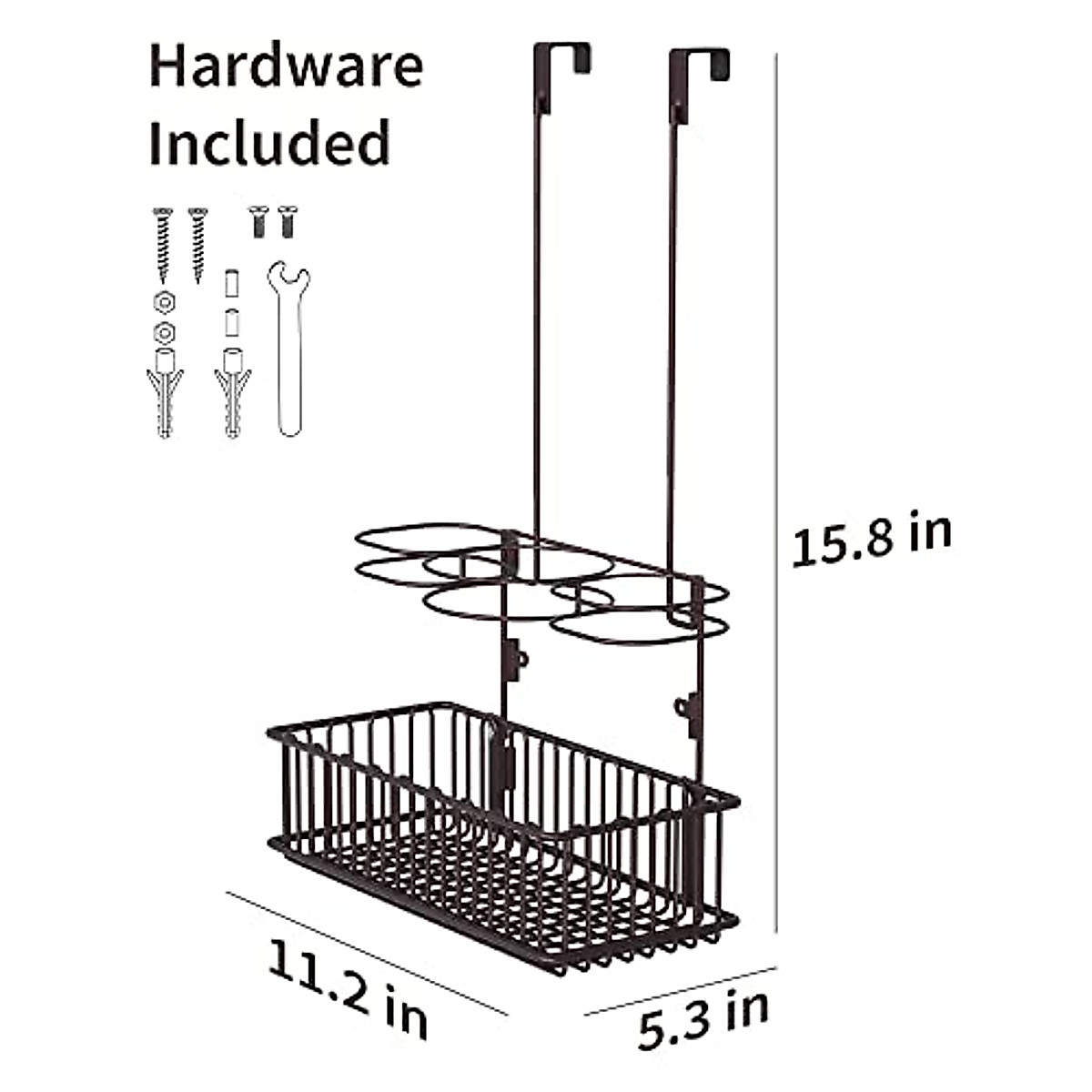 ULG Hair Dryer Holder, Hair Tools Organizer, 3 Adjustable Heights, Hair Care & Styling Tool Holder for Bathroom, Over Cabinet, Wall-Mounted, for Hair Dryer, Curling Wand, Hair Straightener, Bronze