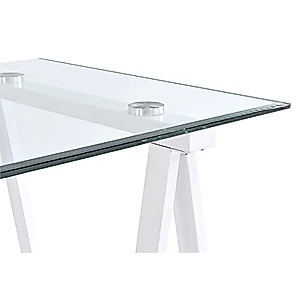 OSP Home Furnishings Middleton 47 Inch Desk with Clear Beveled Glass Top, White Base