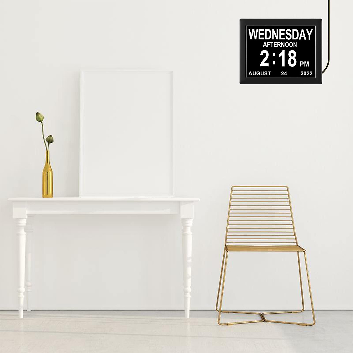 Digital Calendar Clock Date and Time Day of The Week Clock 8 Alarm Options + Auto Dimming for Seniors Dementia Elderly Patients