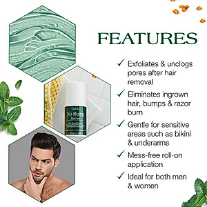 GiGi No Bump Roll-on Skin Smoothing Gel, Post-Wax and After-Shave Skin Care, Quick and Easy, 2 oz. 1-pc