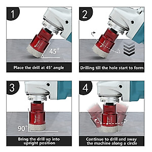 Vearter 10PCS/Set Vacuum Brazed Diamond Masonry Hole Saw Kit, 1/4''- 2'' Core Drill Bit for 5/8-11'' Thread Angle Grinder for Porcelain Tile Ceramic Marble Brick Concrete