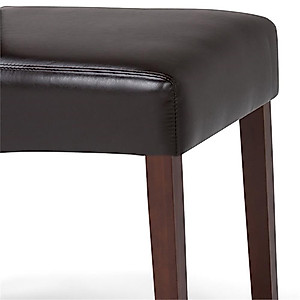 SIMPLIHOME Avalon Dining Chair Set in Tanners Brown, Solid Wood Frame, Vegan Leather Upholstery, Curved Design, Set of 2, 25.2 x 17.7 x 39.8 inches, for Dining Room