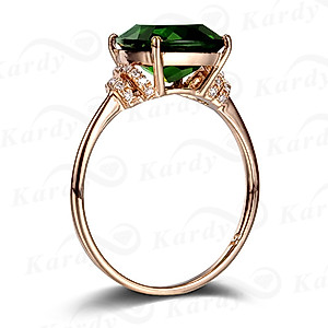 Succinct Fashion Jewelry Women's Green Diopside Gemstone 14K Rose Gold Promise Wedding Engagement Diamond Band Ring