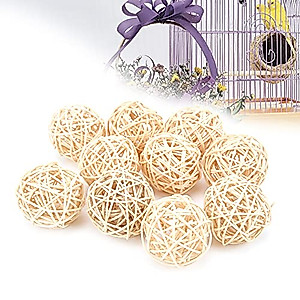 Hztyyier 10Pcs Rattan Balls, Natural Parrot Parakeet Chewing Toys Rattan Balls for Parakeet Budgie Cockatoo Hanging DIY Crafts