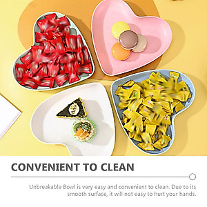 Hemoton Heart Shaped Dinner Plate: 4 Pcs Unbreakable Dinner Plates Snacks Salad Plates Candy Dish Appetizers Platter Steak Serving Plate for Party| Picnic| Camping| BBQ