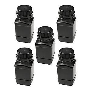 Othmro 250ml/8.45oz Plastic Lab Chemical Reagent Bottles,5pcs 40mmx115mm(IDxH) Square Wide Mouth Liquid/Solid Sample Storage Container Sealing Bottles Black with Anti-Theft Cap