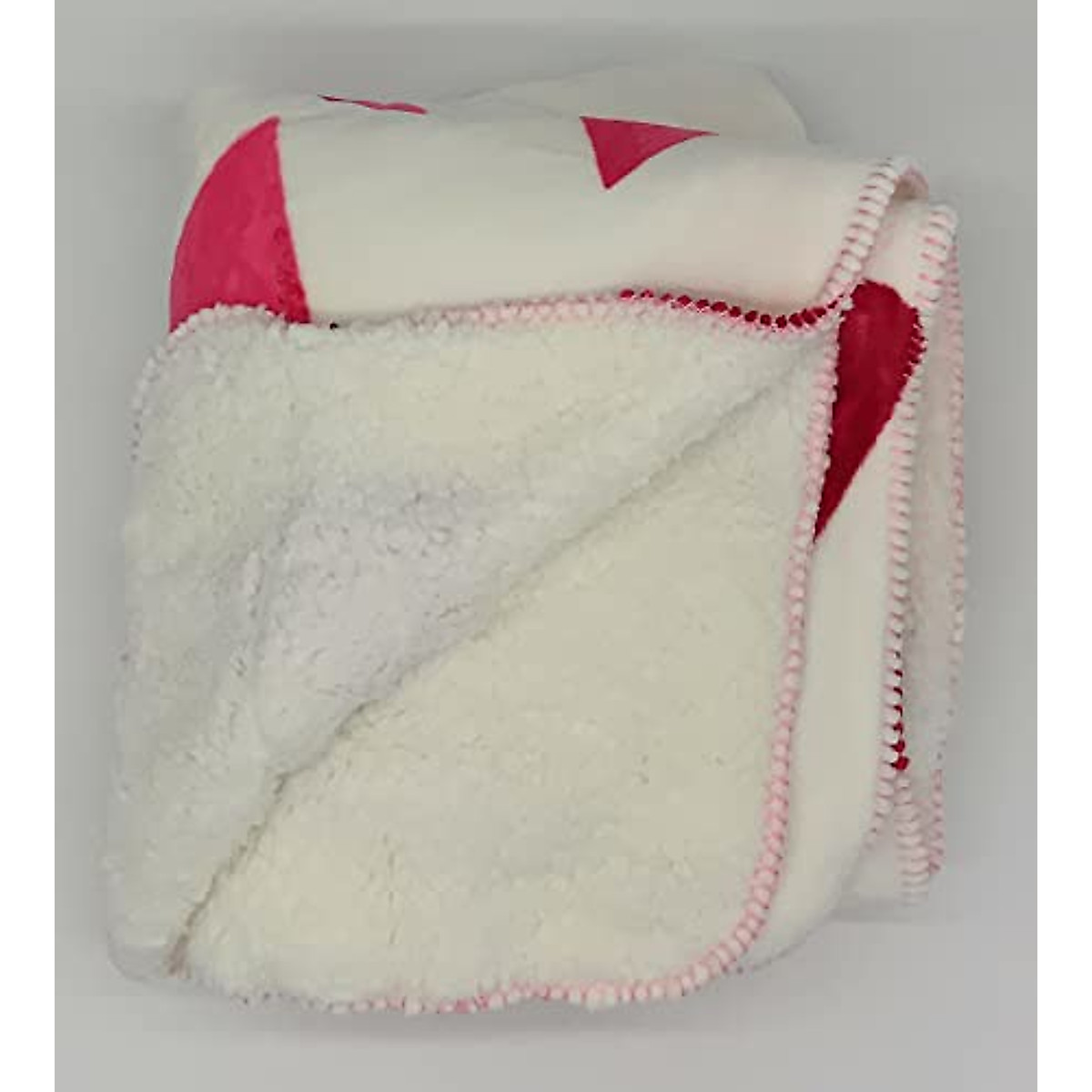 Victoria's Secret Soft Sherpa Throw Blanket, White Pink Hearts 50'' x 60''