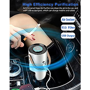 AirKitty Car Air Purifier, 3 in 1 Air Purifiers of UVC Light, Plasma Generator, Aviation Aluminum Enclosure,Siutable for Car, Office, Desktop, Small Room and Travel (Silver)