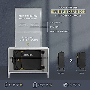 Verage Cambridge Lightweight 2 Piece Luggage Sets,Softside Expandable Spinner Wheel Suitcase,Black,2-Piece Set(20/24)