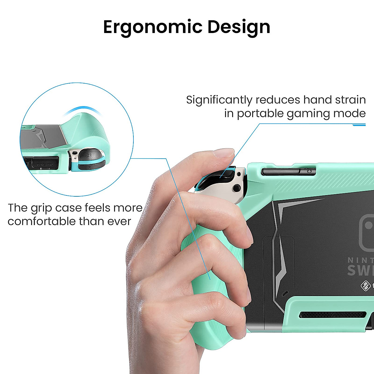 tomtoc Protective Case for Nintendo Switch, TPU Dockable Grip Case with 2 Game Cards Slots, Shock-Absorption and Anti-Scratch Split Cover