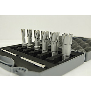 BLUEROCK 6 Piece Set 1-3/8" Depth Tungsten Carbide Tip (TCT) Annular Cutter Bits for Magnetic Drill