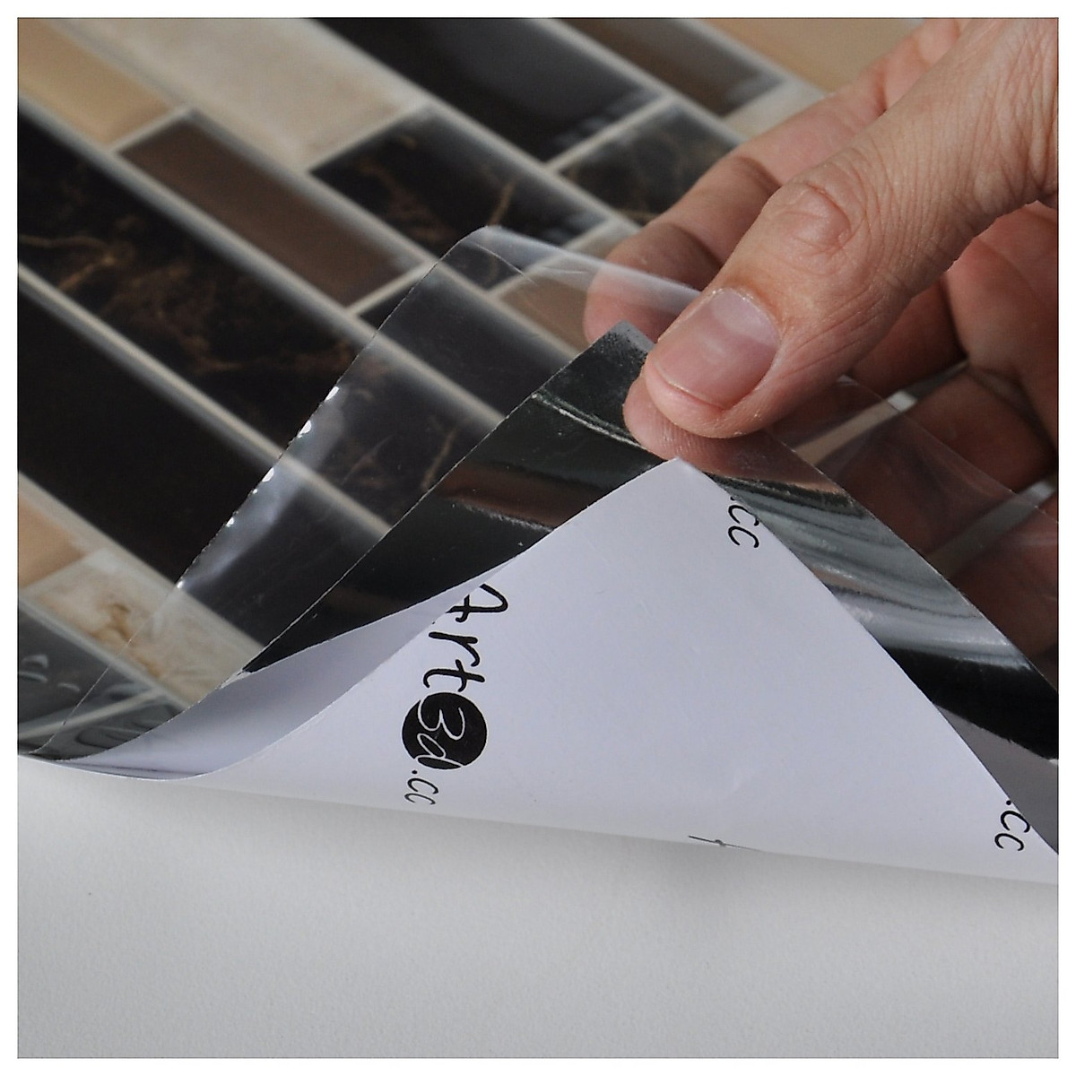 Art3d 6-Pack Peel and Stick Vinyl Sticker Kitchen Backsplash Tiles, 12" x 12" Marble Design