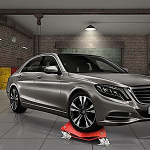 RYFT Car Dollies Heavy Duty Tire Car Skates Wheel Car Vehicle Car Moving Dolly with Brakes 6000lbs Capacity, Red, Set of 4