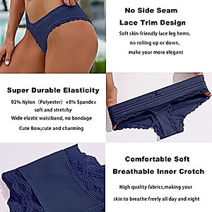 Cheeky Underwear for Women Sexy Panties No Show Stretchy with Cute Lace Seamless Breathable Underwear Women Pack of 6 S-2XL
