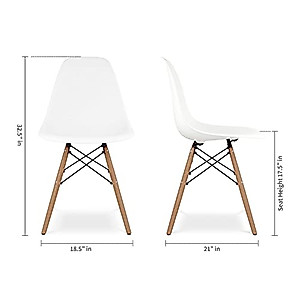 Aron Living AL10048 Paris Mid Century Modern Designer Plastic Chair Side, White